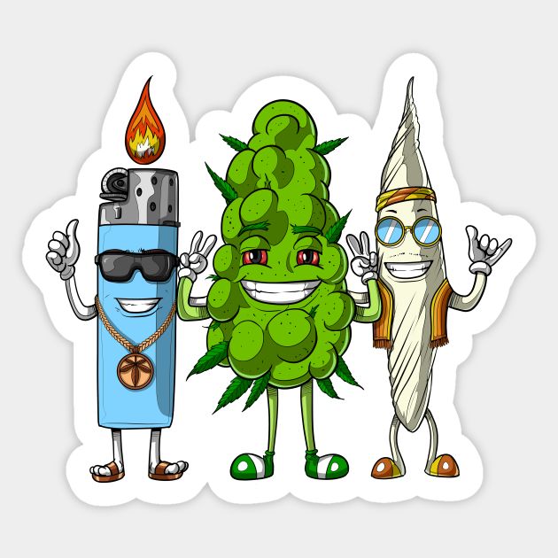 Weed Bud Joint And Lighter Weed Joint Sticker Teepublic